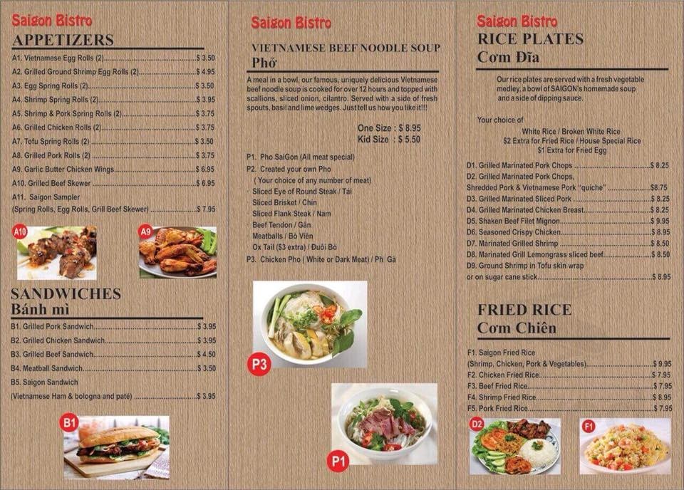 Saigon Bistro menu in Seguin, Texas, USA