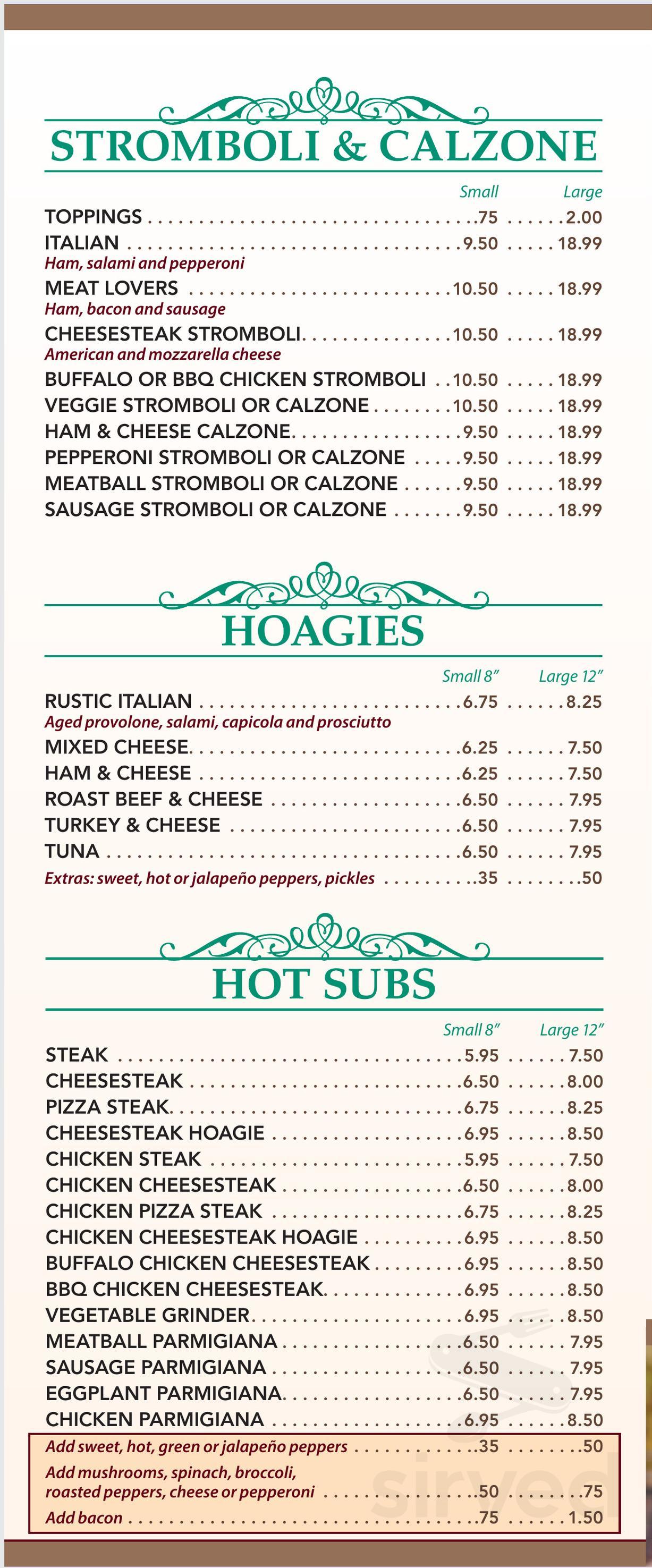 Pizza Mia menu in Downingtown, Pennsylvania, USA