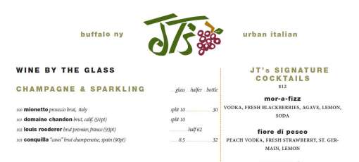 Menu for JT’s Restaurant in Buffalo, NY | Sirved