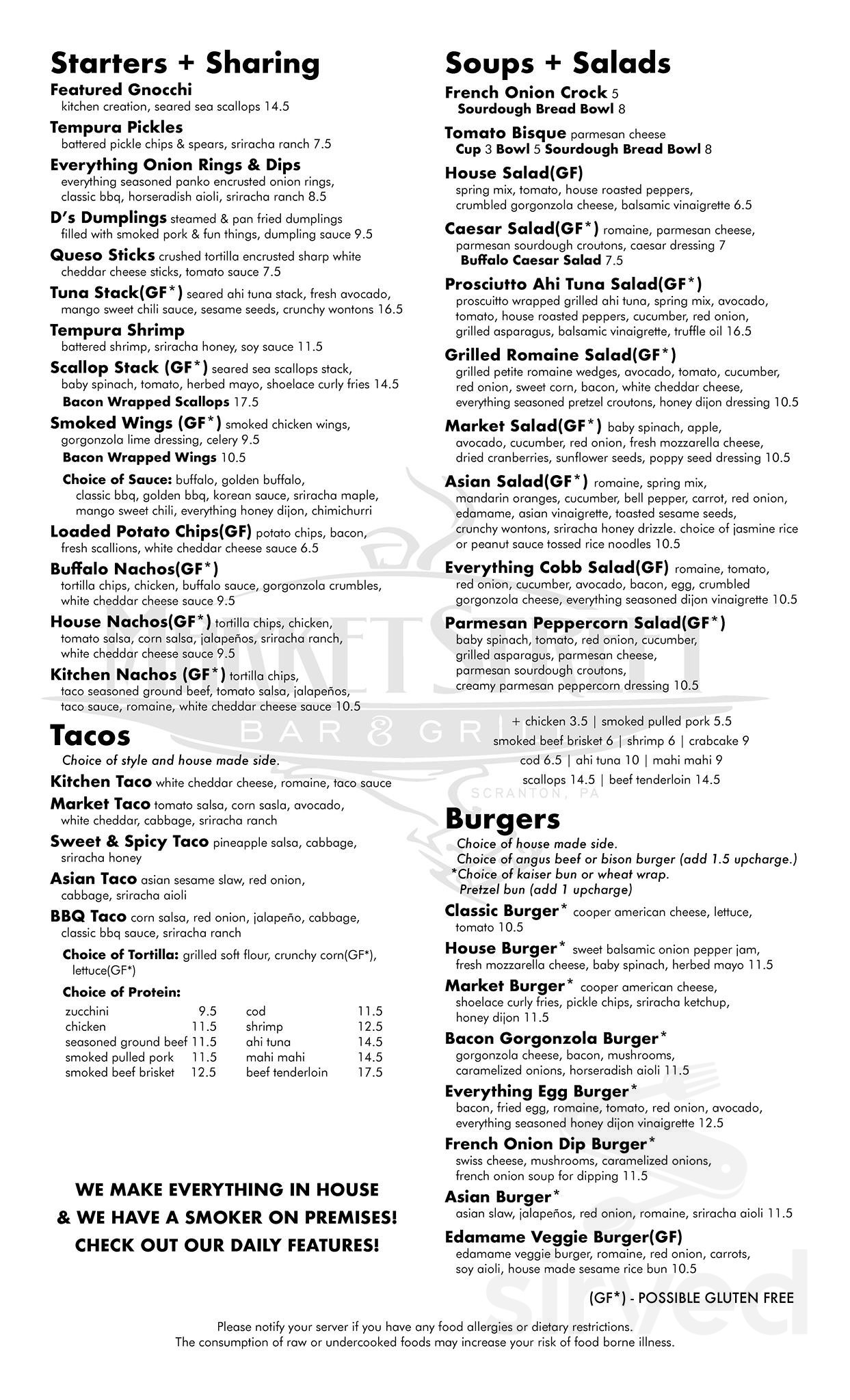 Market Street Bar & Grill menu in Scranton, Pennsylvania, USA