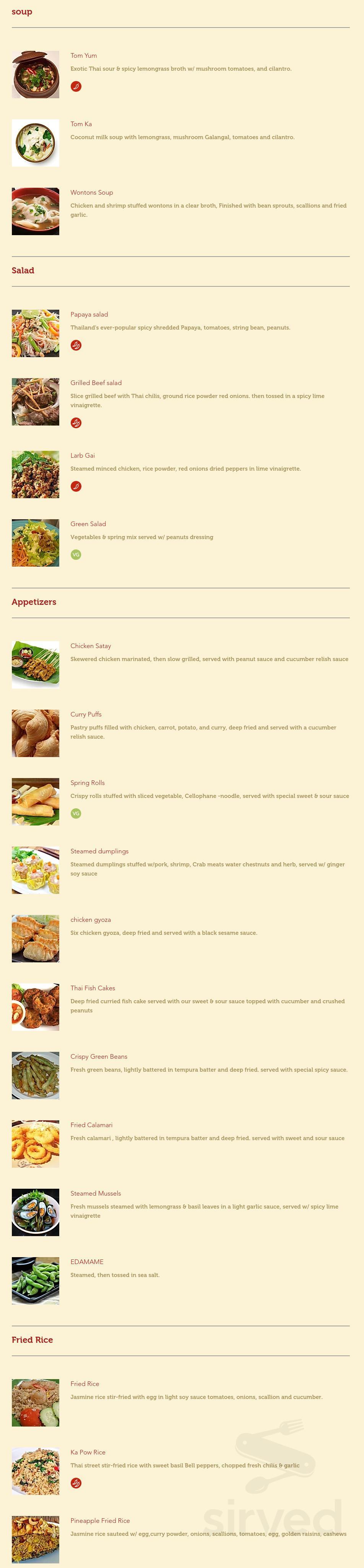 Menu - Crofton MD's Pick Thai | Sirved