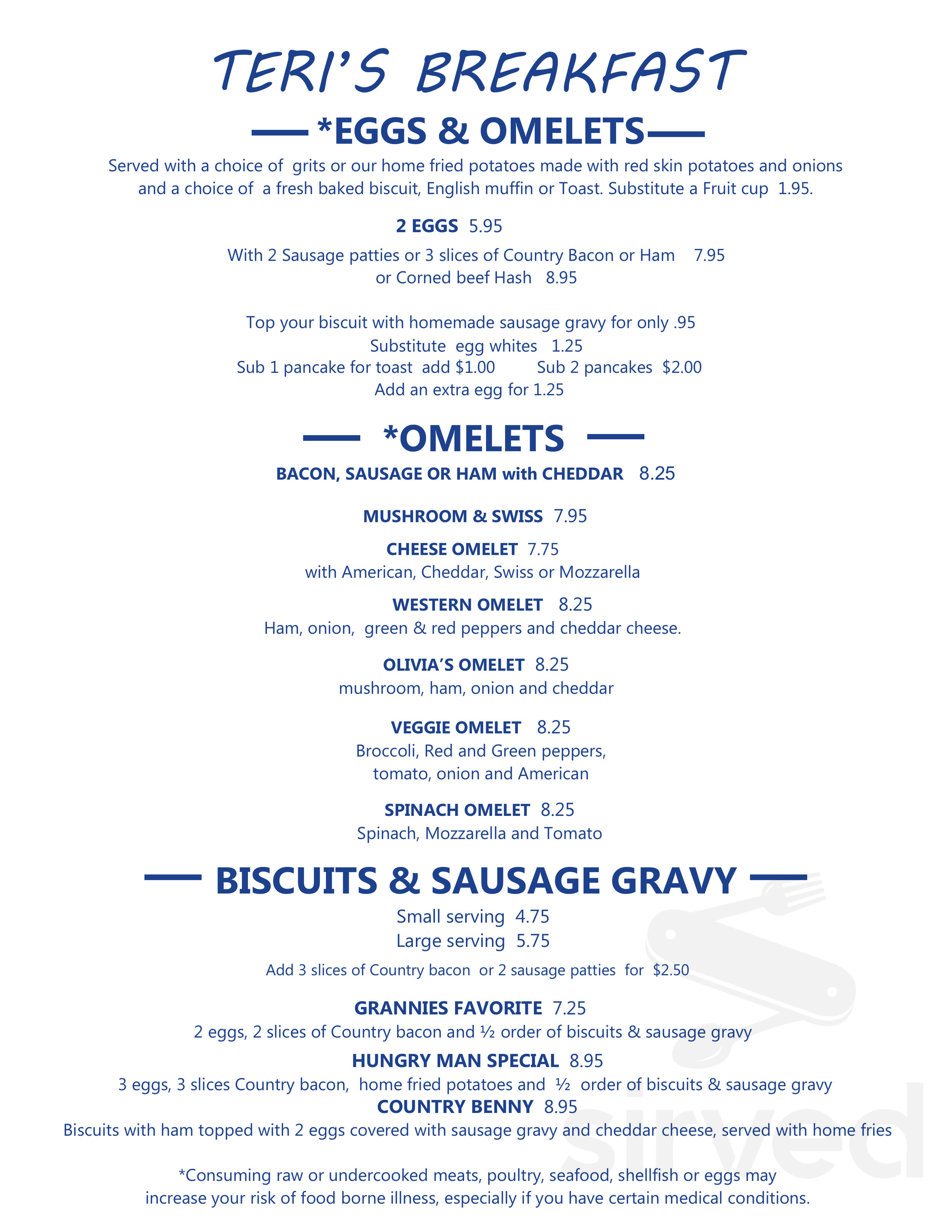 Teri's Diner Menu - Bonita Springs, Florida | Sirved