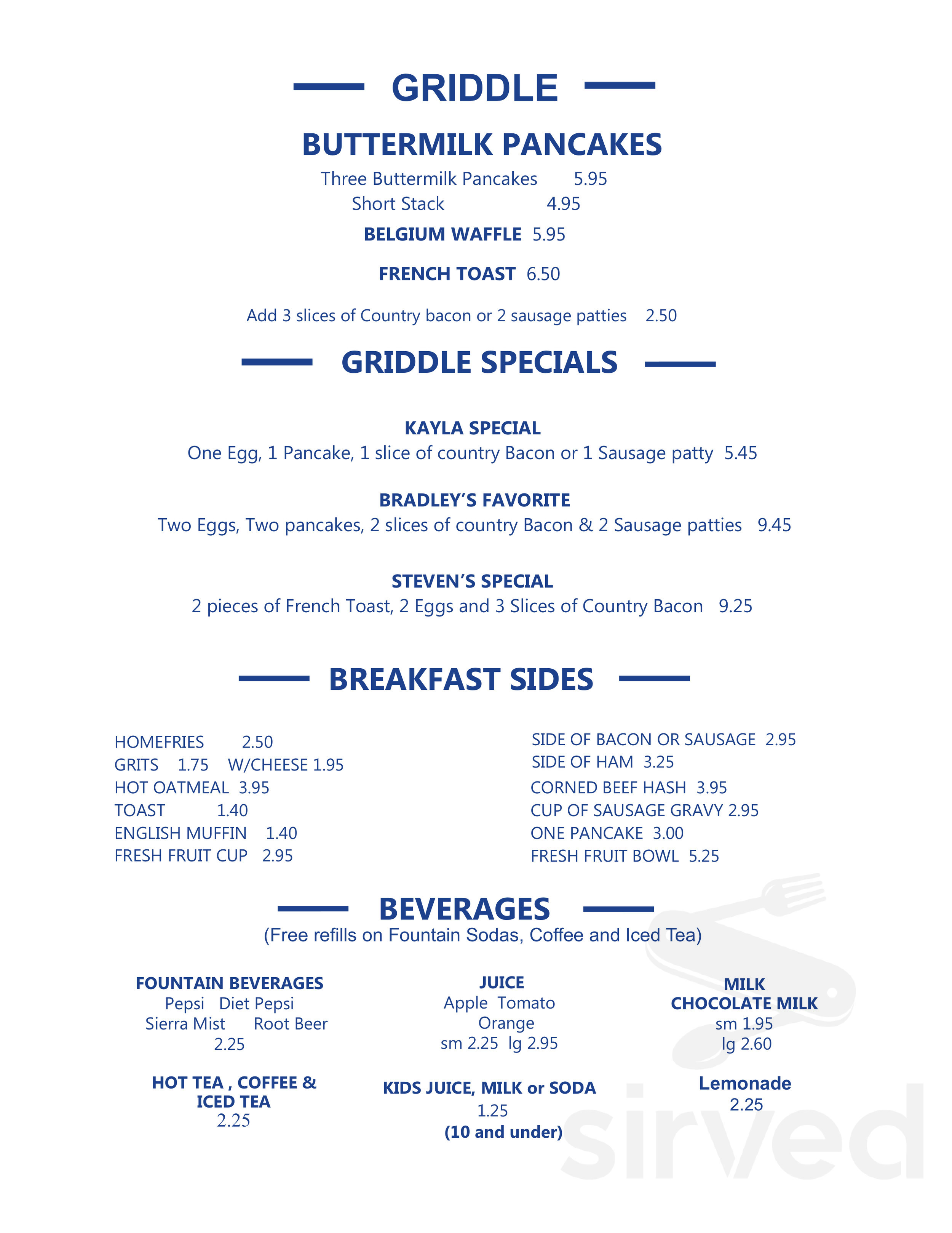Teri's Diner menu in Bonita Springs, Florida, USA