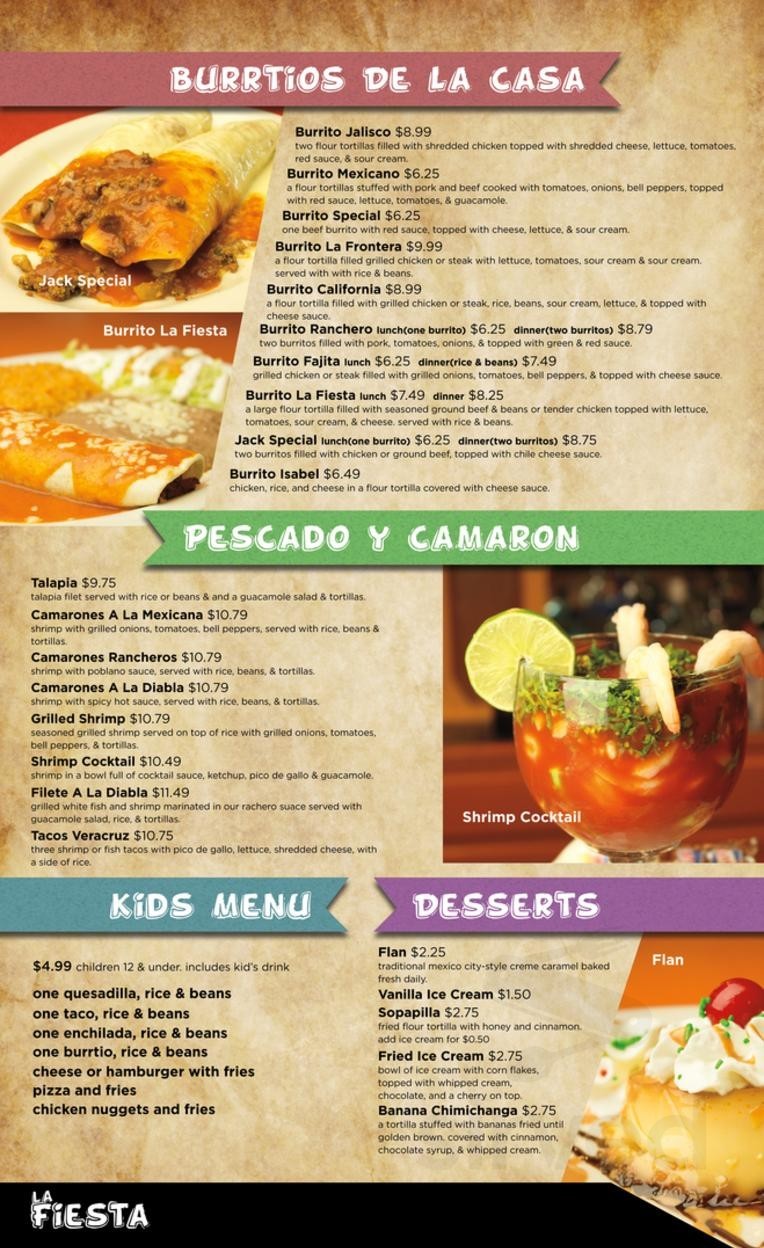 La Fiesta menu in Greenwood, Arkansas, USA