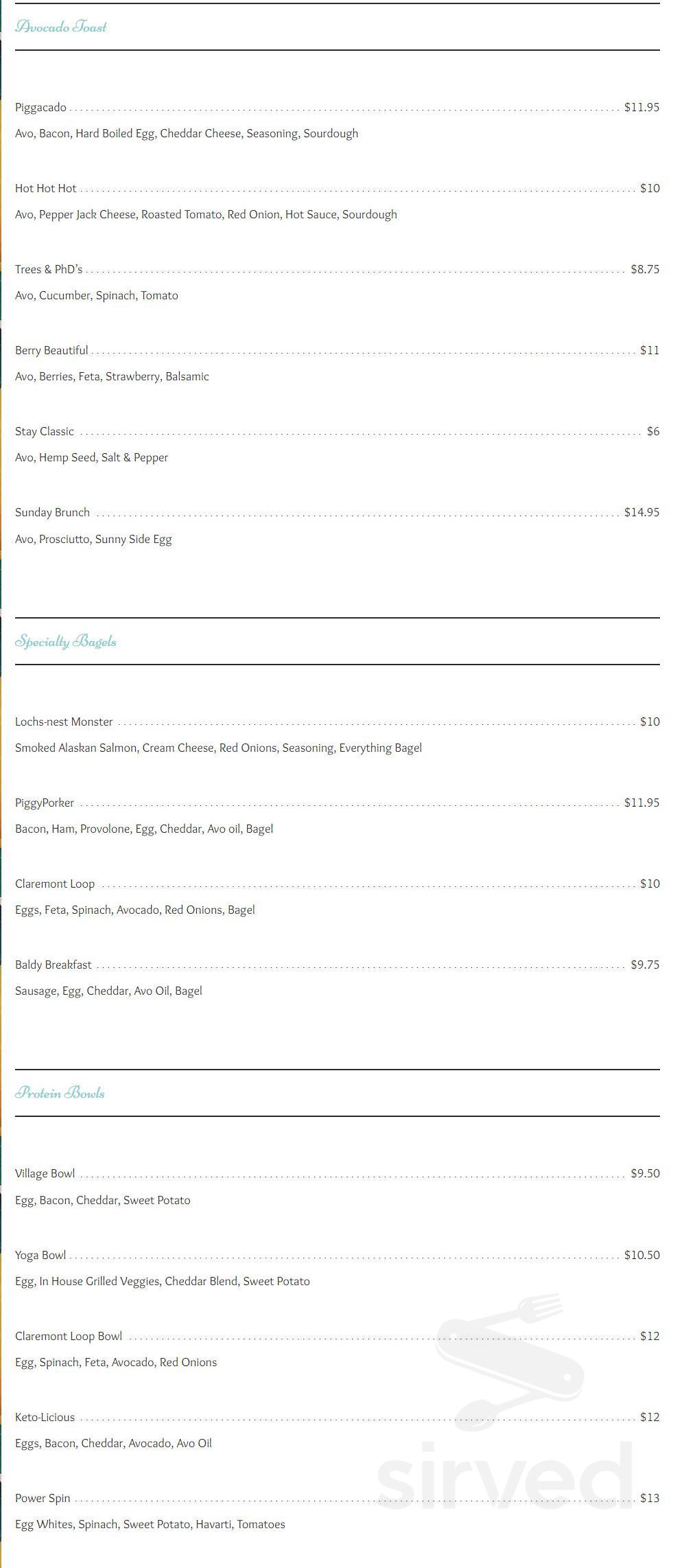 Menu - Claremont CA's Claremont Village Eatery | Sirved