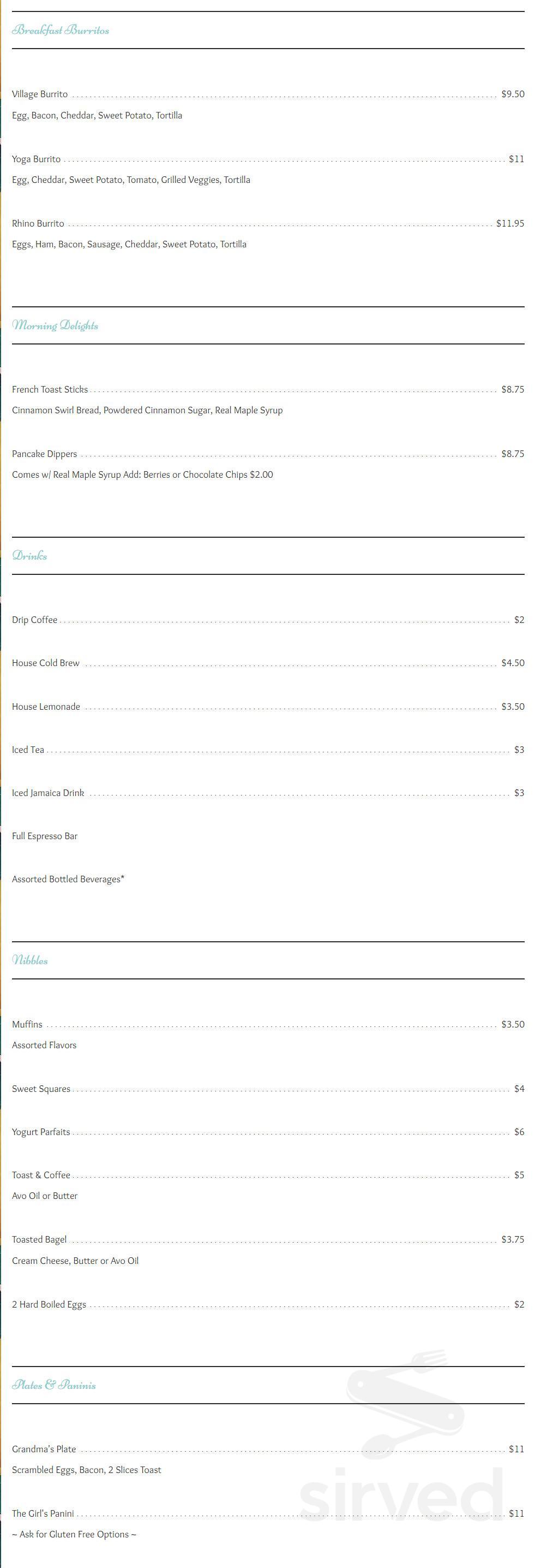 Menu - Claremont CA's Claremont Village Eatery | Sirved