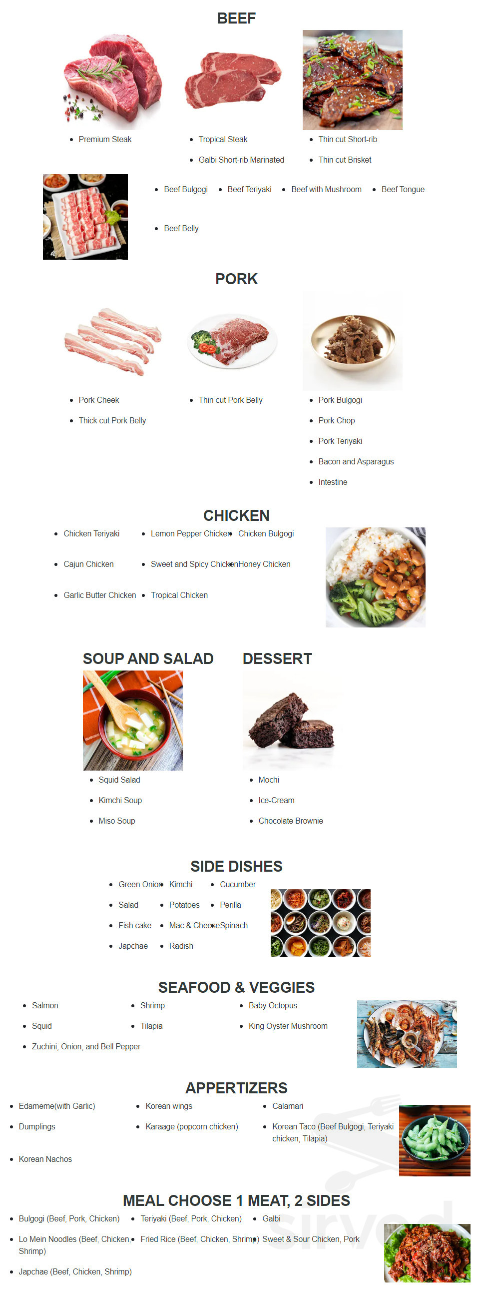 BO BBQ- Korean Grill & Bar menus in Corpus Christi, Texas, United States