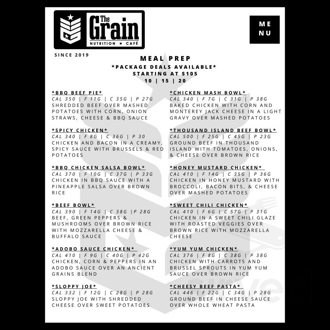 The Grain menu in Midland, Texas, USA