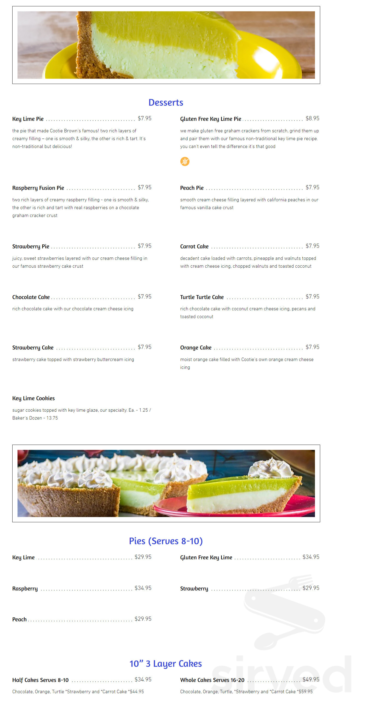 Cootie Brown's N. Roan menu in Johnson City, Tennessee, USA