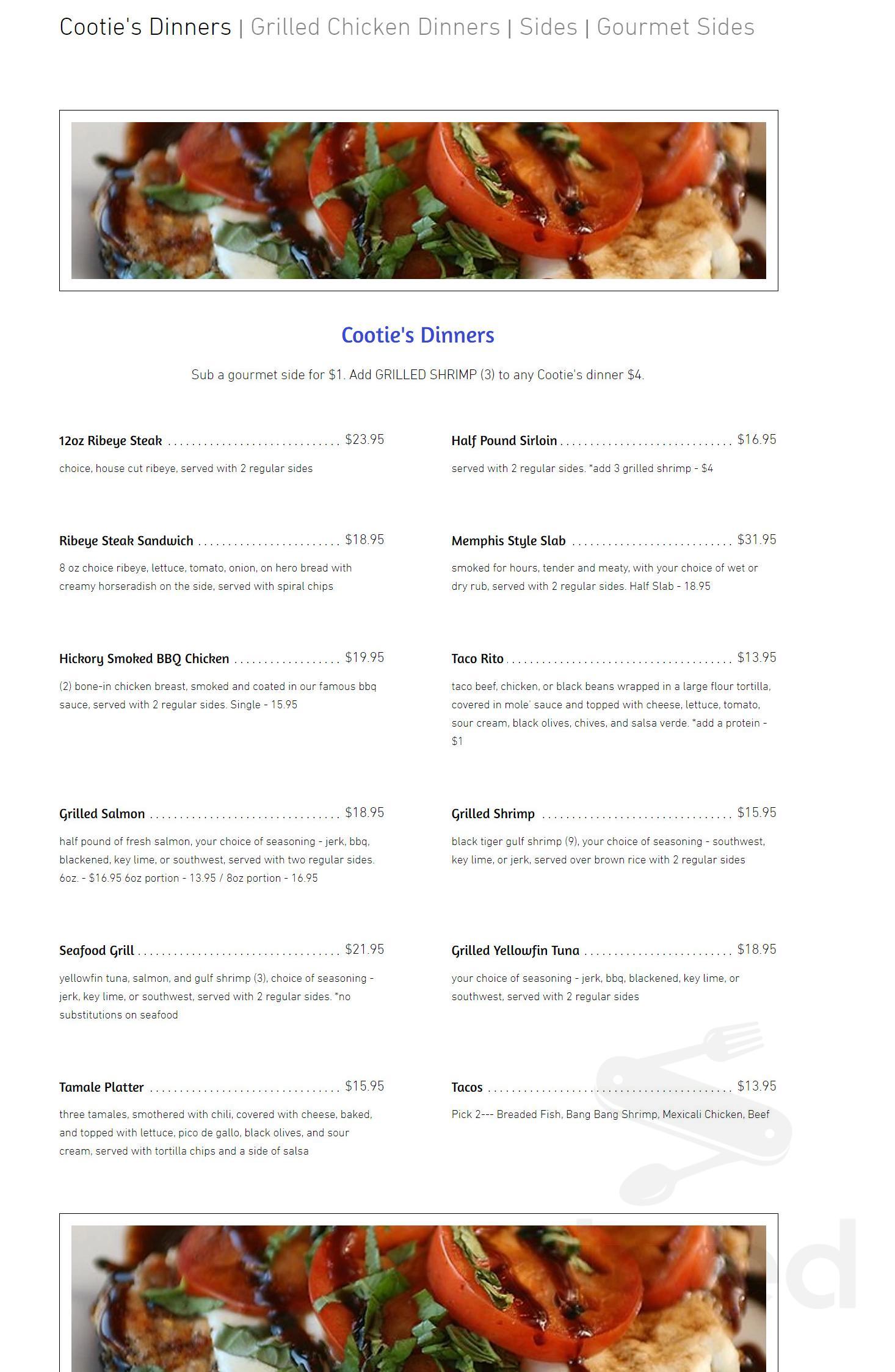 Cootie Brown's N. Roan menu in Johnson City, Tennessee, USA