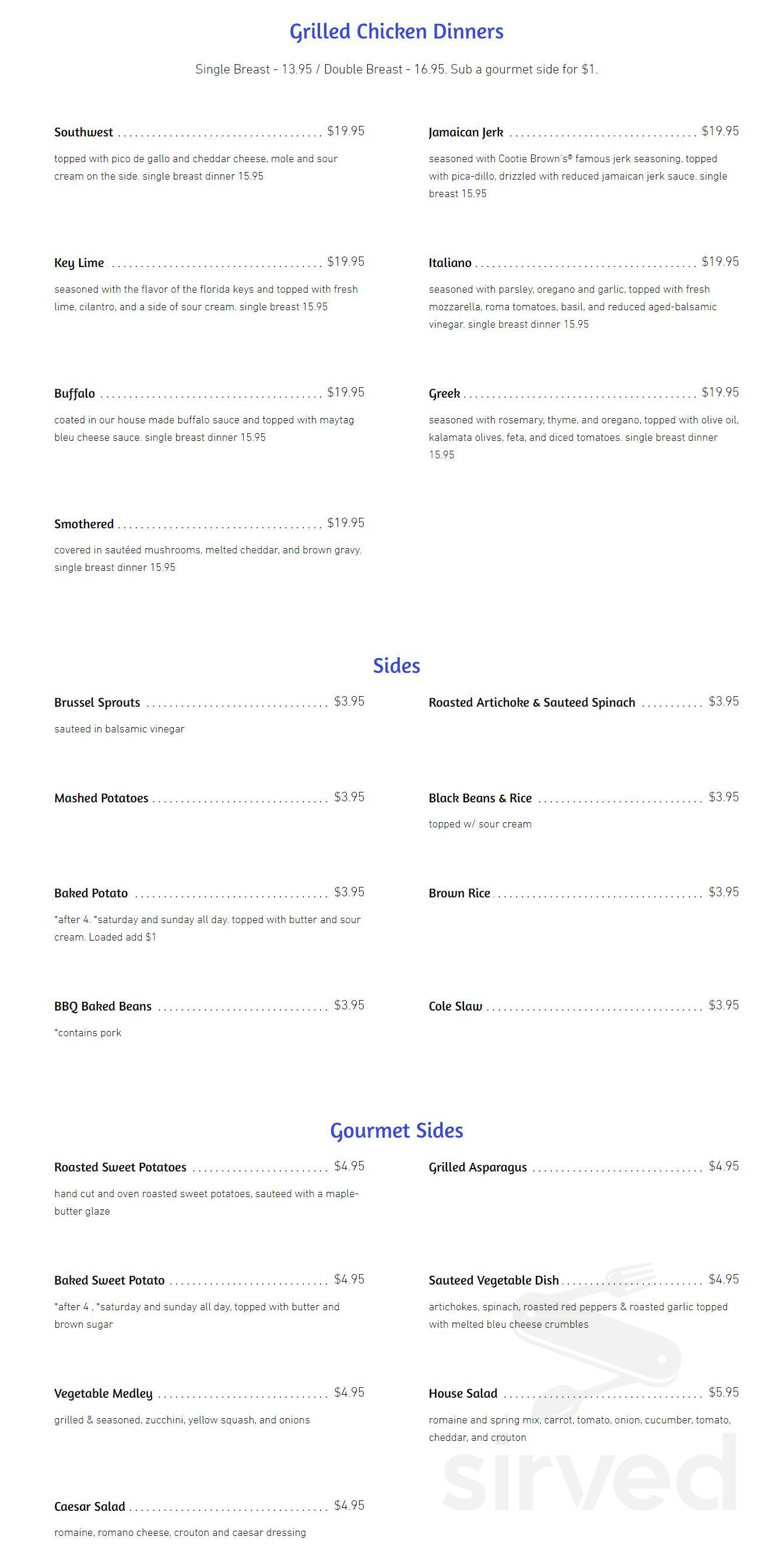 Cootie Brown's N. Roan menu in Johnson City, Tennessee, USA