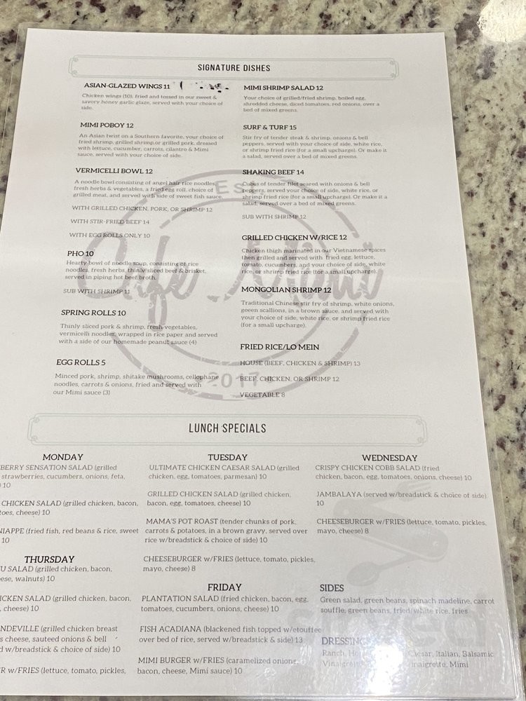 Cafe Mimi menus in Baton Rouge, Louisiana, United States