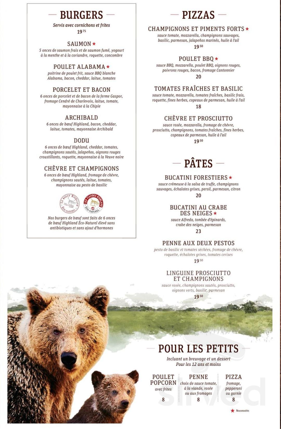 Archibald Microbrasserie - Resto-Brasserie Lac-Beauport menu in Lac ...
