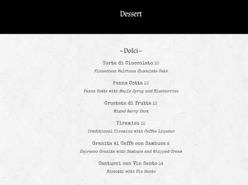 Convivium Osteria menu in Brooklyn, New York, USA