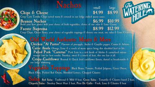 Great Wolf Lodge Water Park Resort menu in Niagara Falls, Ontario, Canada