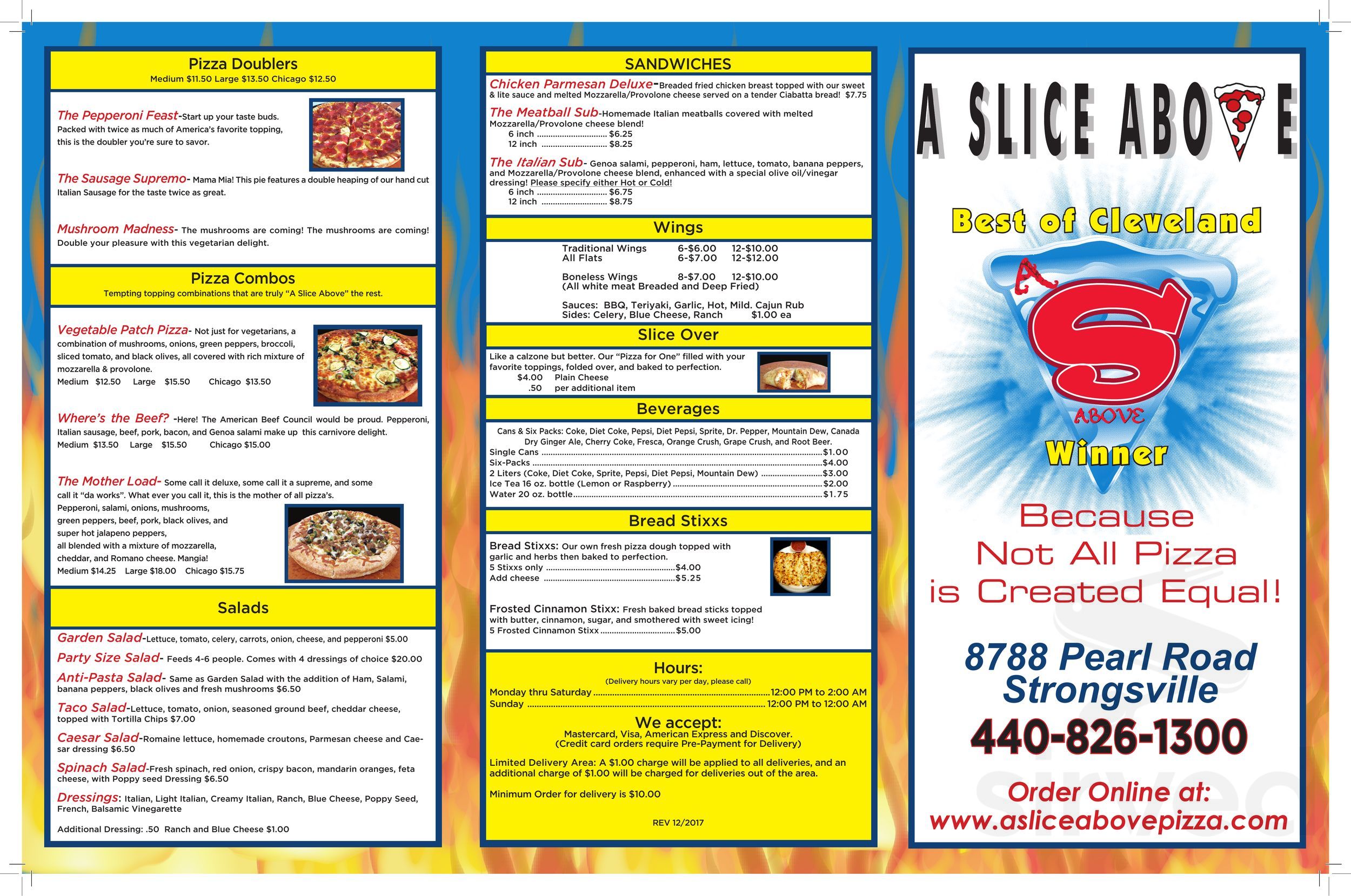 A Slice Above menus in Strongsville, Ohio, United States