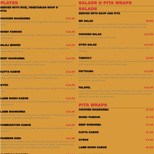 Mediterranean Kitchen menu in Kirkland, Washington, USA