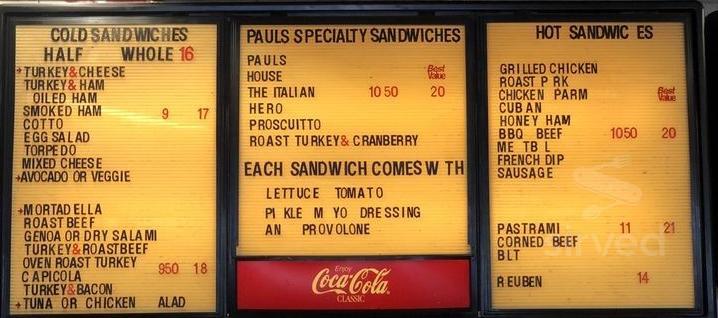 Menu for Paul's Deli in Westminster, CA | Sirved