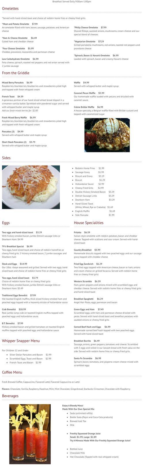 TV's Deli & Diner menu in Trenton, Michigan, USA