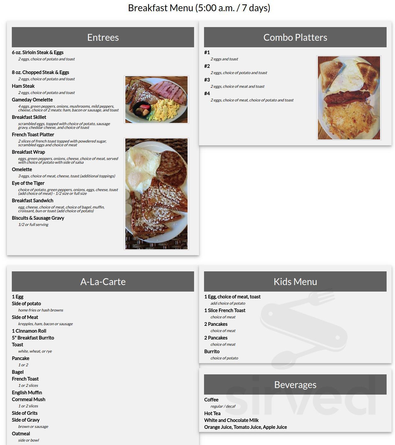 Gameday Grill menus in Strasburg, Ohio, United States