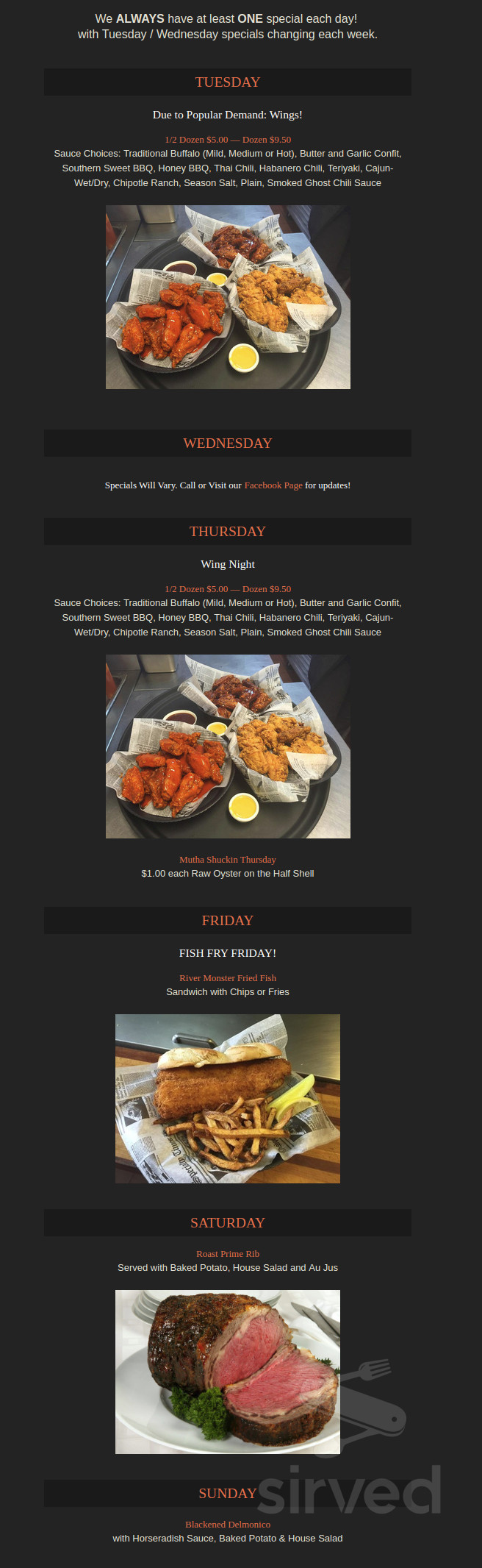 Menu for Twelve Oaks Restaurant & Tavern in Brownsville, PA | Sirved