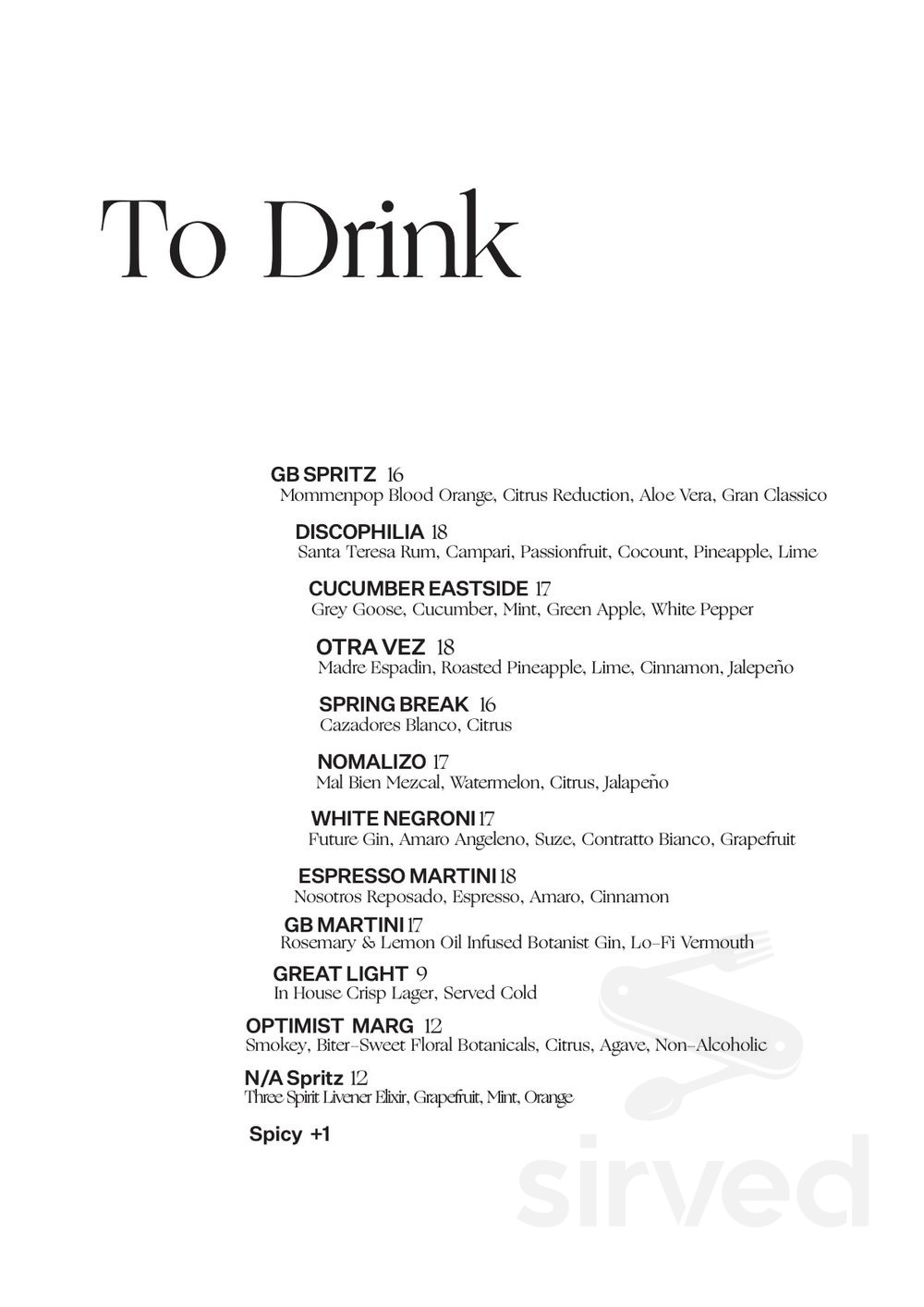 Gran Blanco menus in Venice, California, United States