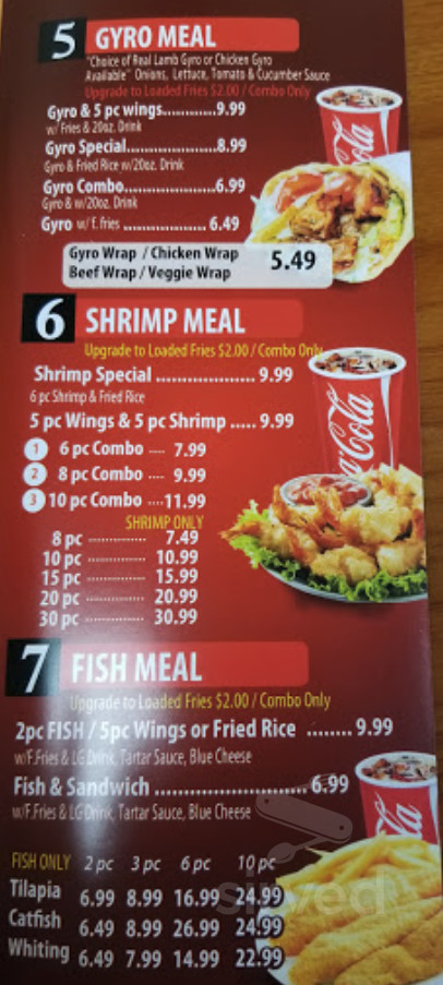 Wow Buffalo Wings menu in Montgomery, Alabama, USA