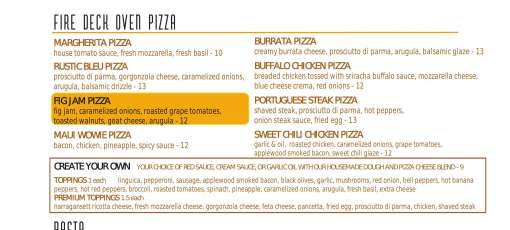 Menu for Bocca in Fairhaven, MA | Sirved
