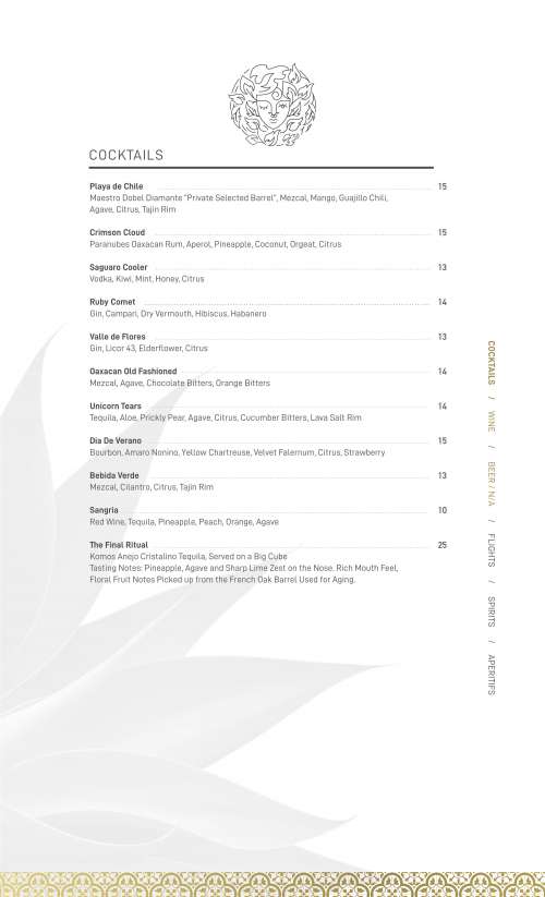 Chantico Mexican Restaurant Phoenix menu in Phoenix, Arizona, USA