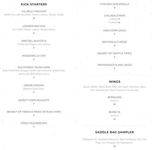 EJ Karz menu in Verona, Illinois, USA