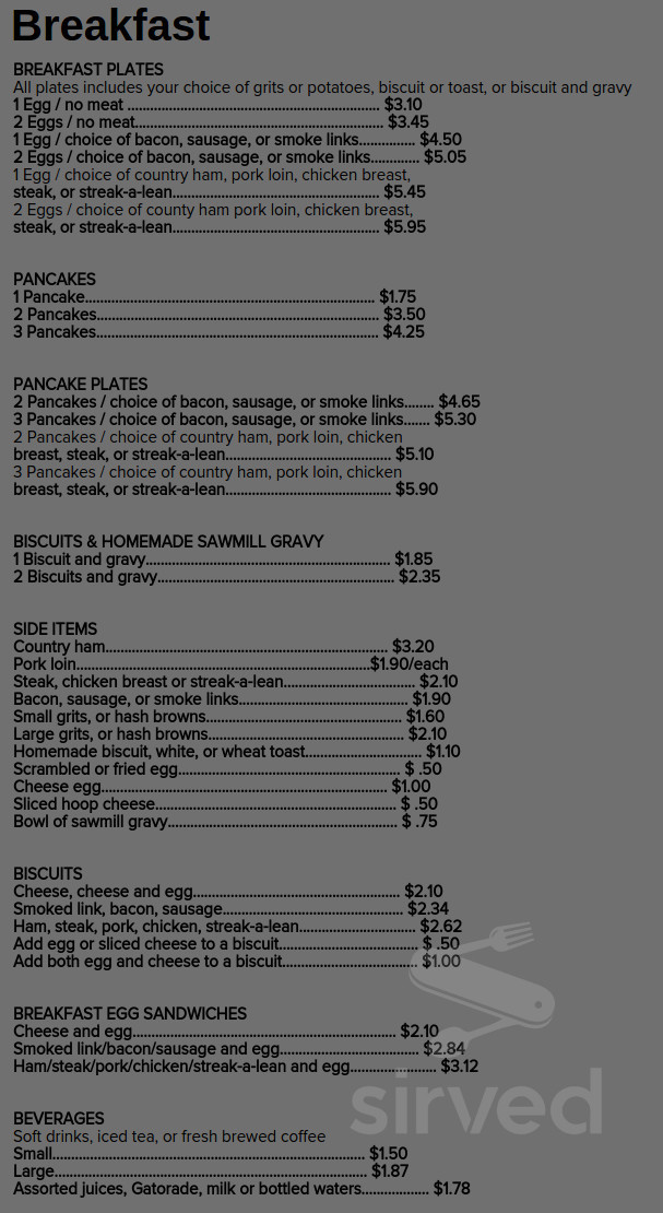 Stricklands Restaurant & Catering menu in Athens, Georgia, USA