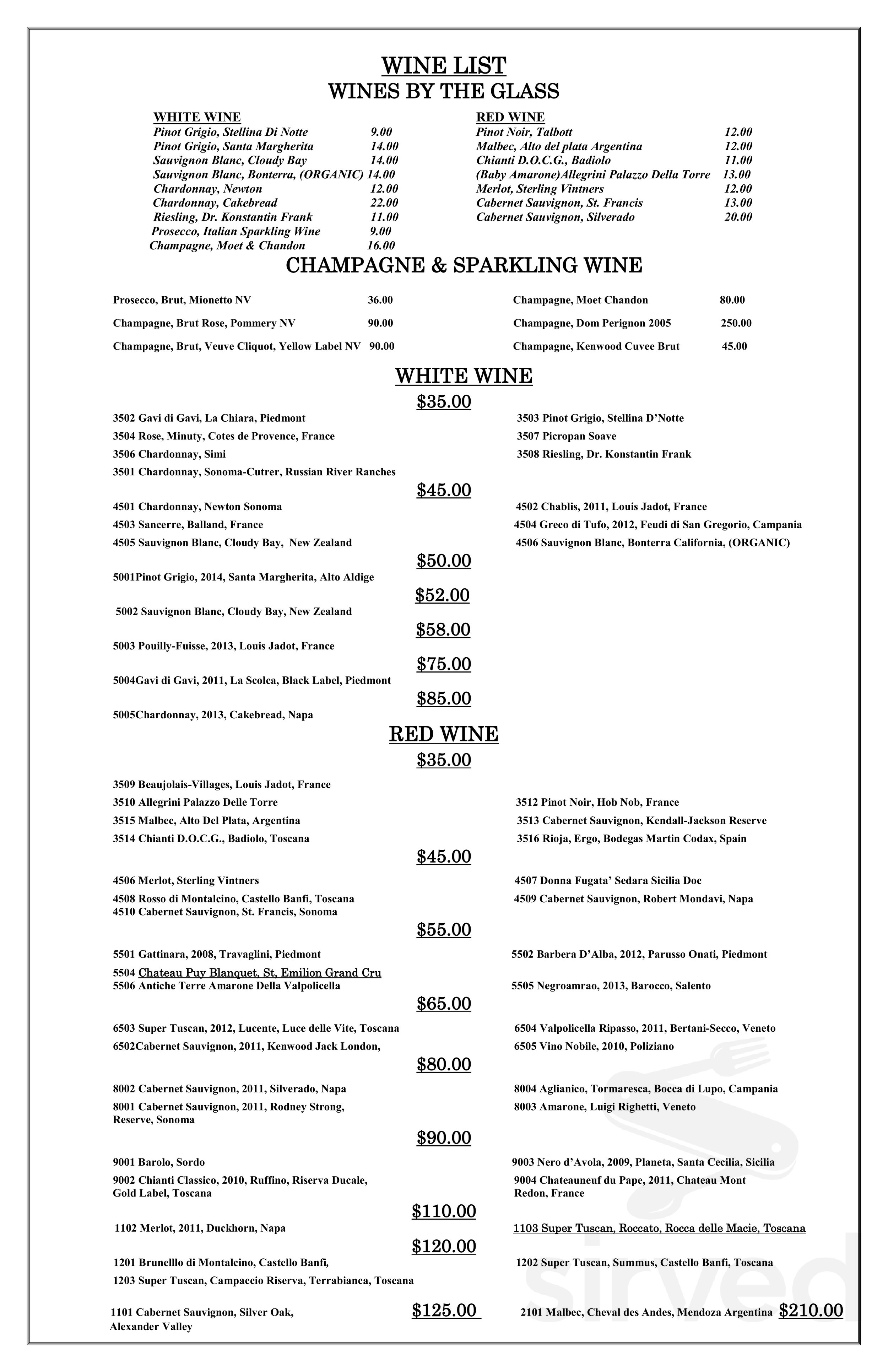 Volpe menus in Woodbury, New York, United States