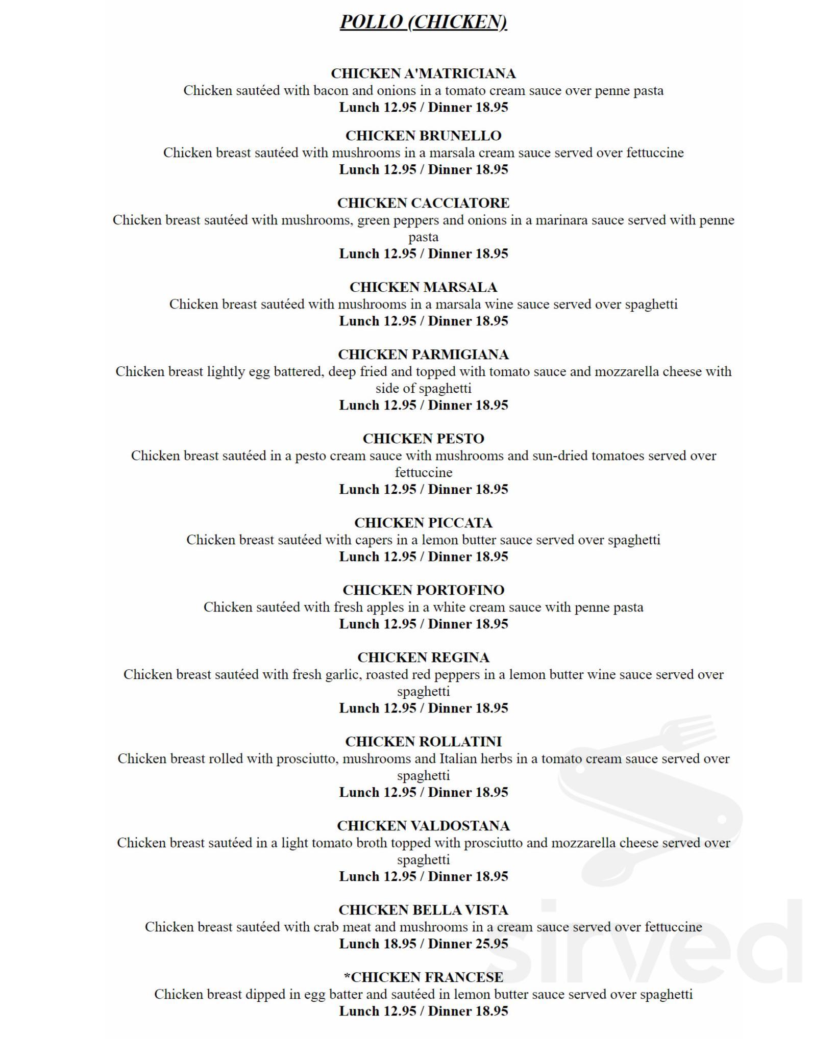 Cantina D'Italia menu in Fairfax, Virginia, USA