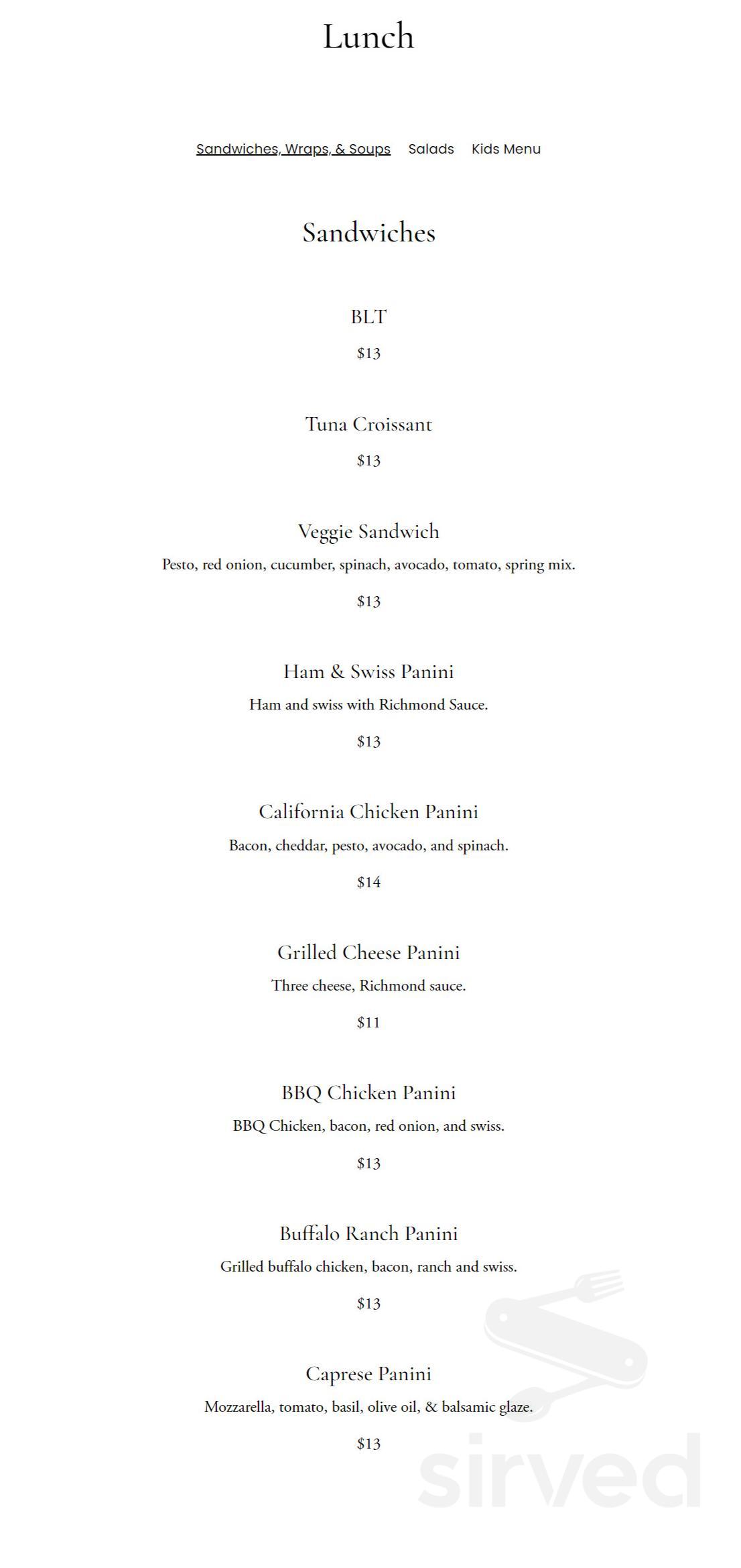Richmond Cafe menu in Richmond, Illinois, USA