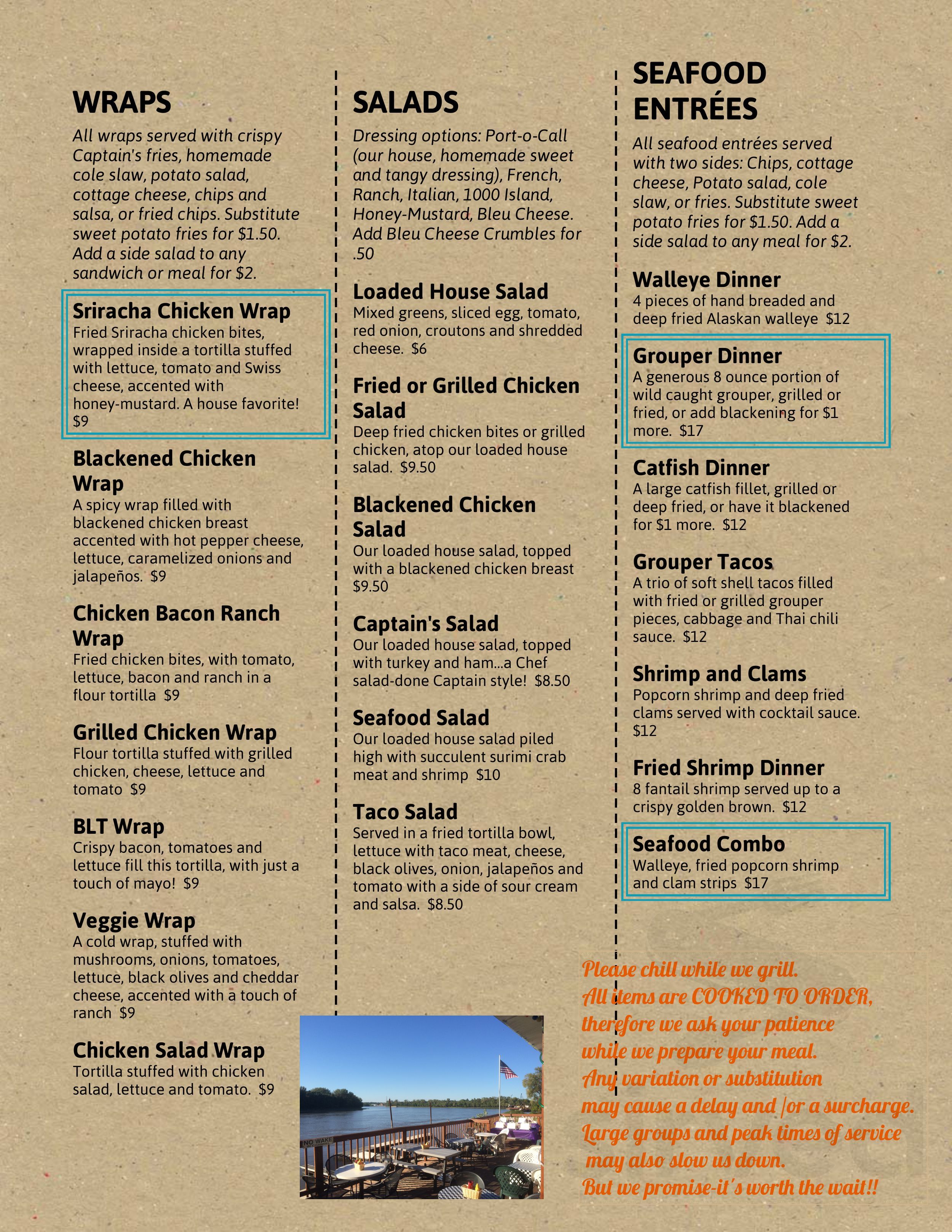 Kuchie's on the Water menu in Creve Coeur, Illinois, USA