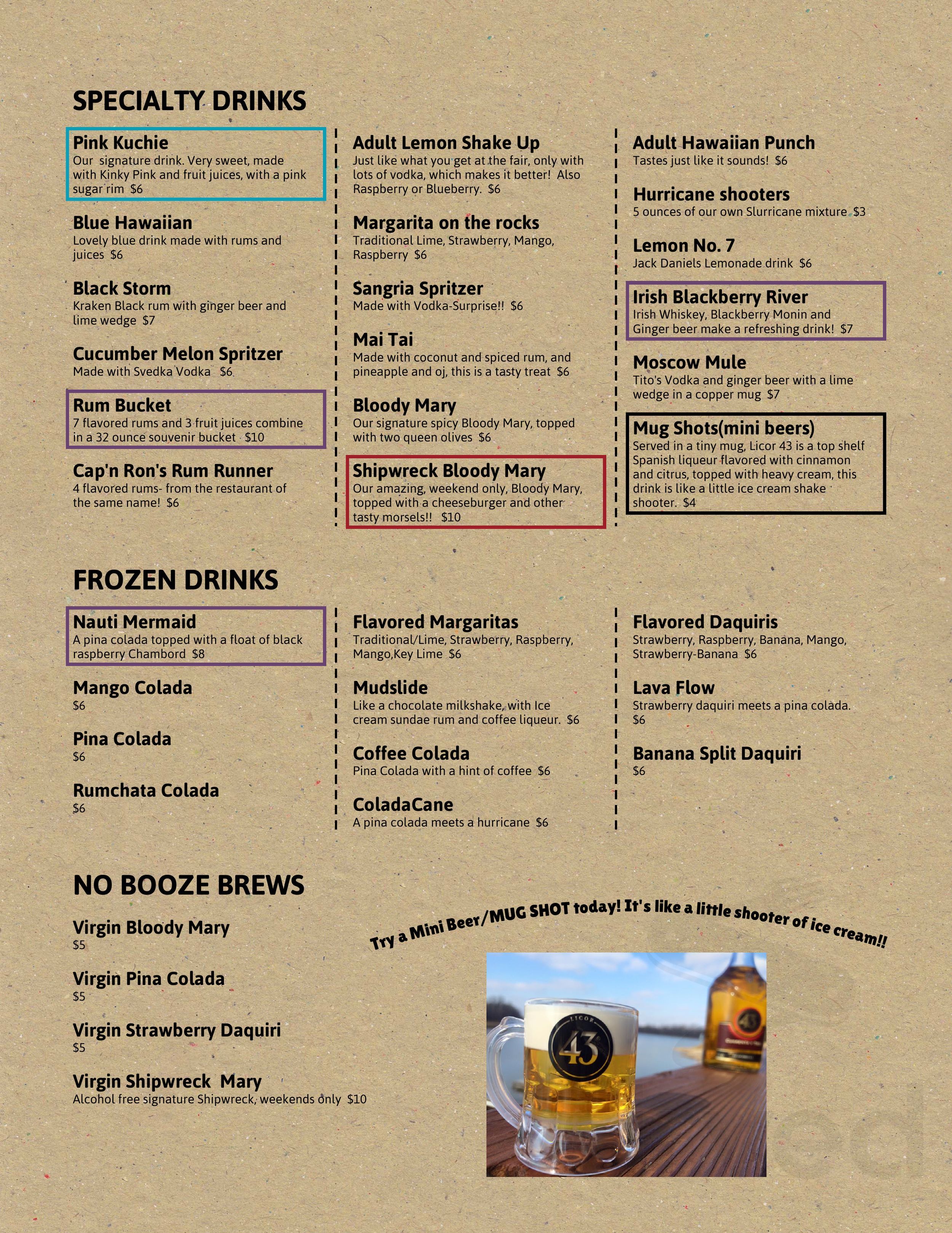 Kuchie's on the Water menu in Creve Coeur, Illinois, USA