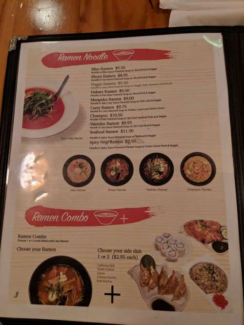 Manpuku menu in Berkeley, California, USA
