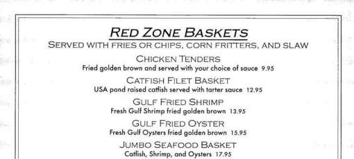 Menu for The Red Zone in Diamondhead, MS | Sirved