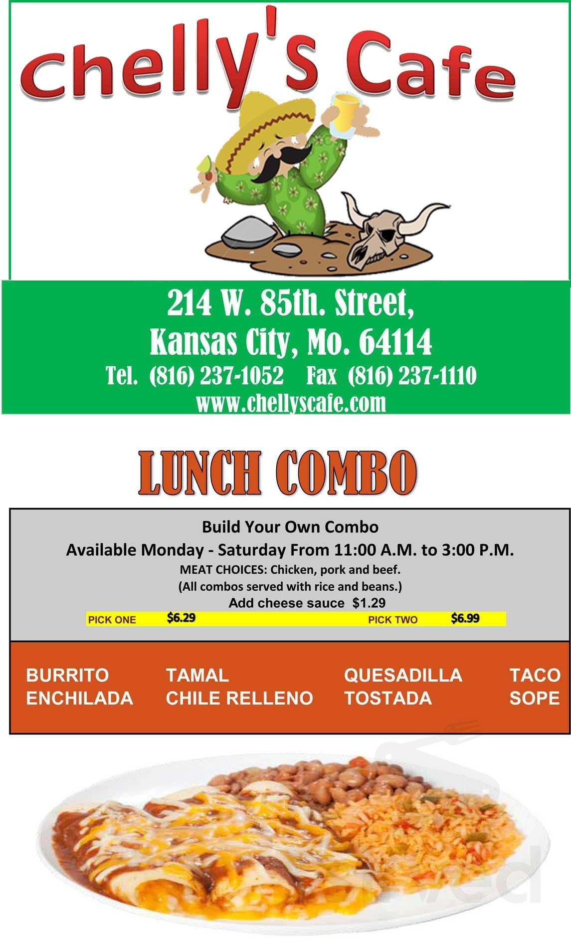 Chelly's Cafe menu in Kansas City, Missouri, USA
