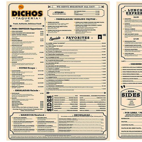Dichos Taqueria menu in Houston, Texas, USA