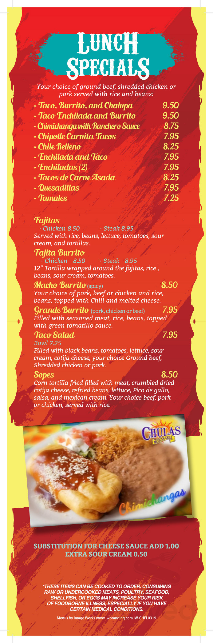 Chulas Mexican Grill menu in Spring Hill, Florida, USA