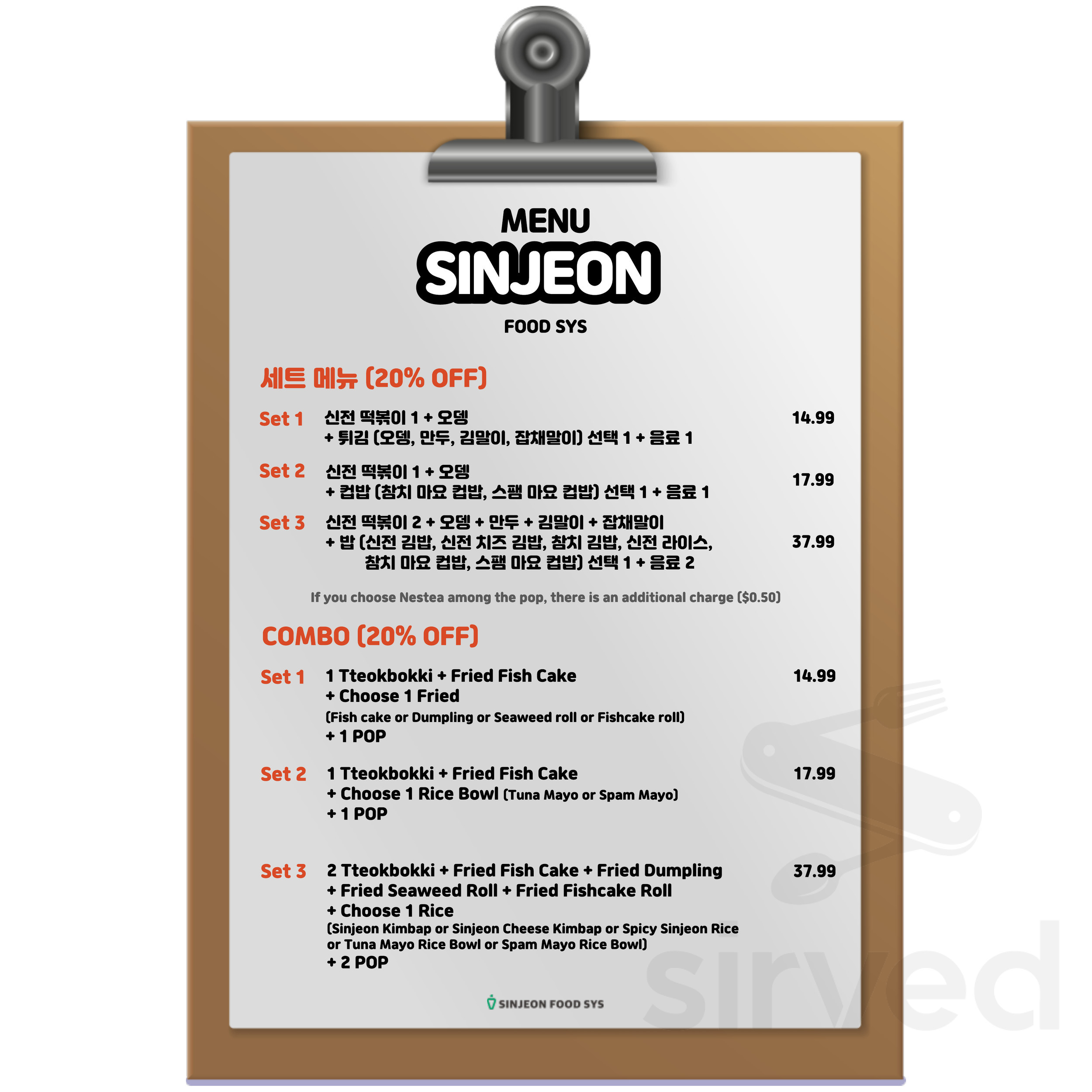 SINJEON FOOD SYS menu in Toronto, Ontario, Canada