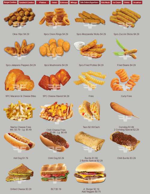 Flame ‘N Freeze menu in Bakersfield, California, USA