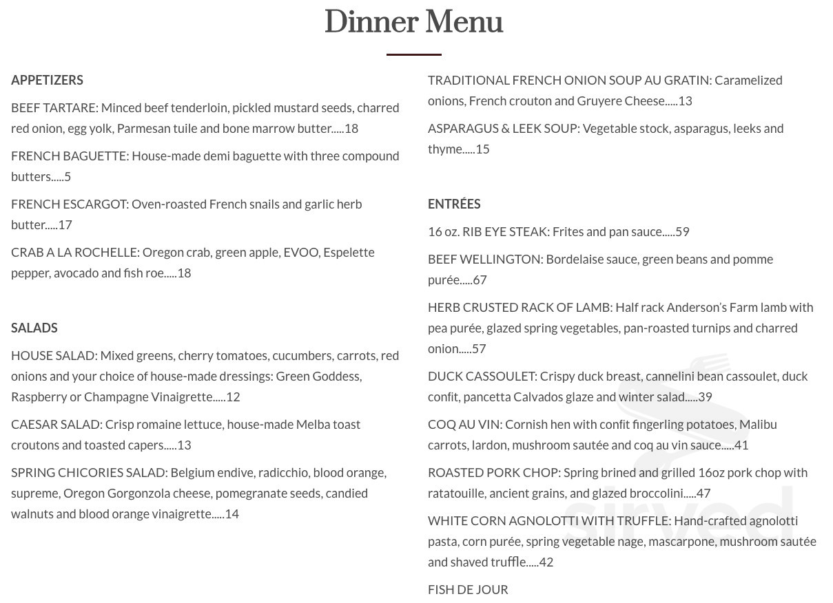 Menu for Becerra's on 6th Bistro in Redmond, OR | Sirved