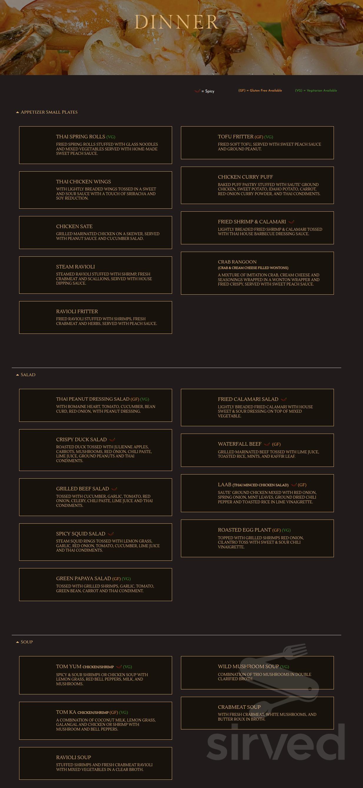 Menu - Clark NJ's IMM THAI | Sirved
