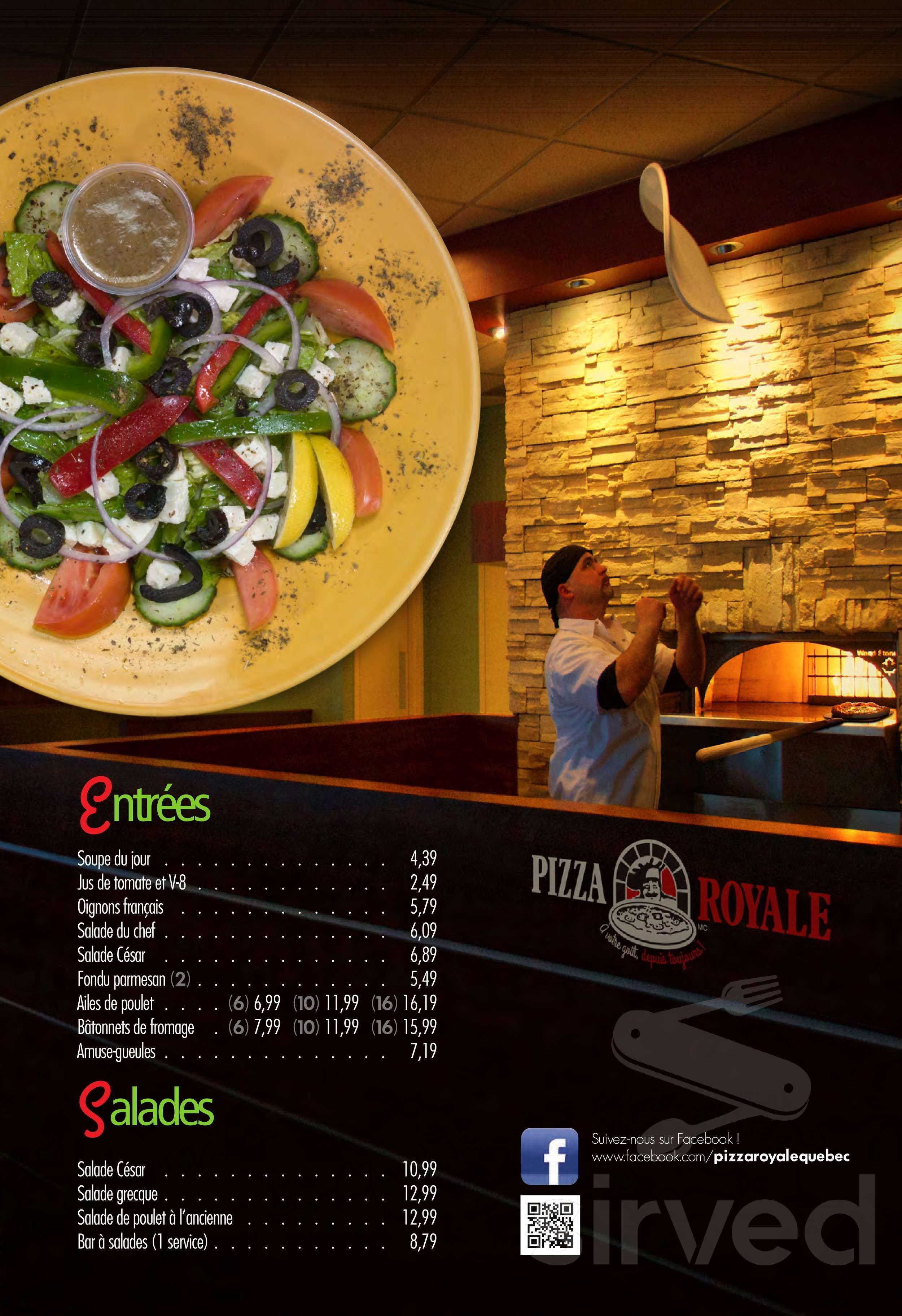 Pizza Royale menu in Québec, Quebec, Canada