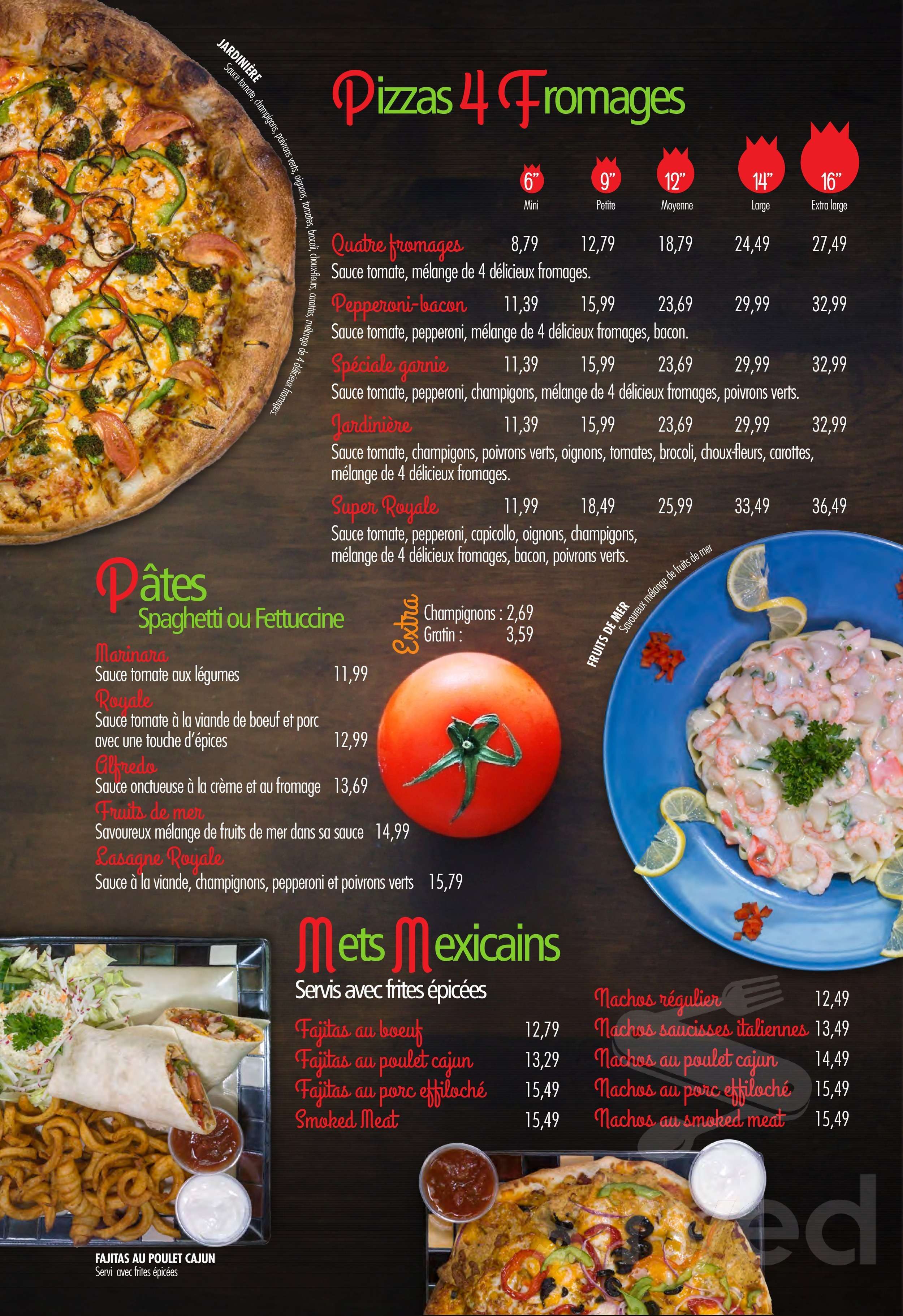 Pizza Royale menu in Québec City, Quebec G1M 2T4, Canada