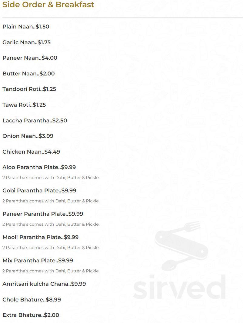 Royal Curry Restaurant & Sweets menu in Surrey, British Columbia, Canada