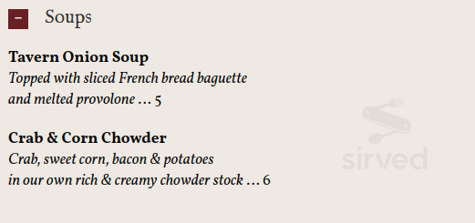 Jean Bonnet Tavern menu in Bedford, Pennsylvania, USA