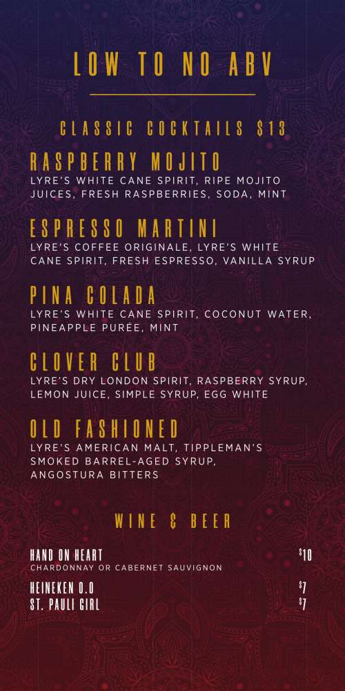 CASBAR Lounge menu in Las Vegas, Nevada, USA